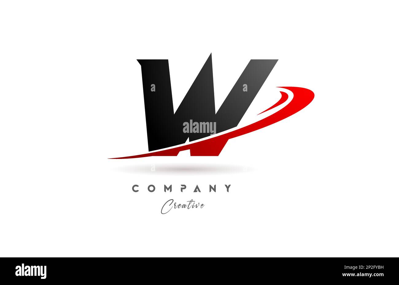 black grey W alphabet letter logo icon design with red swoosh. Creative ...