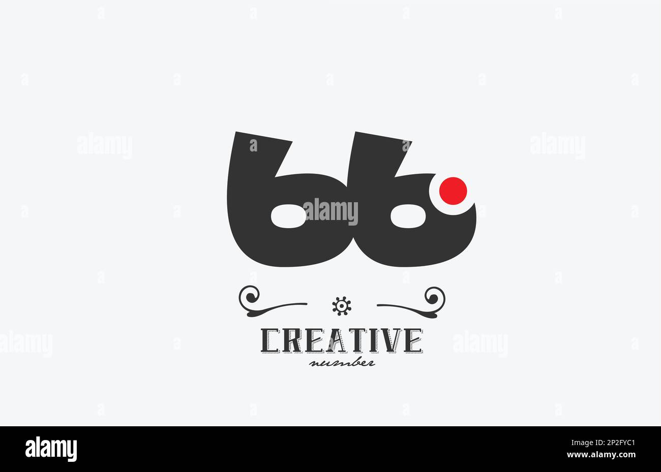 grey 66 number logo icon design with red dot. Creative template for ...