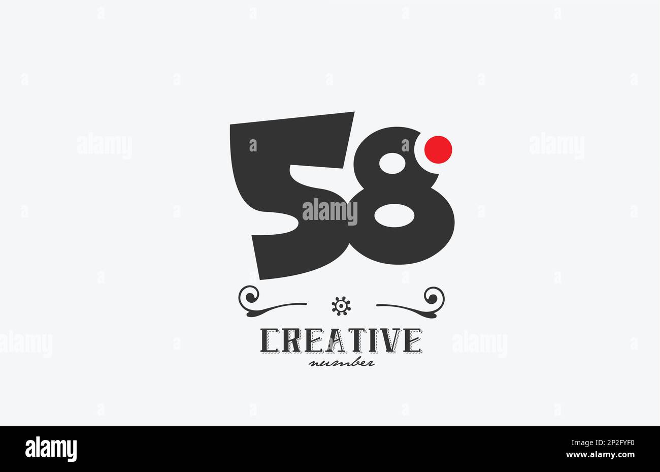 grey 58 number logo icon design with red dot. Creative template for ...