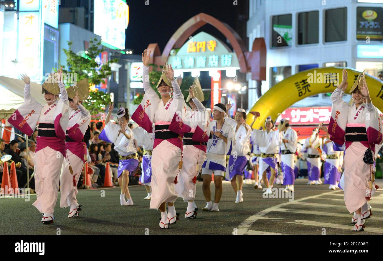 Dancers move to traditional hayashi music as part of the 59th Koenji ...