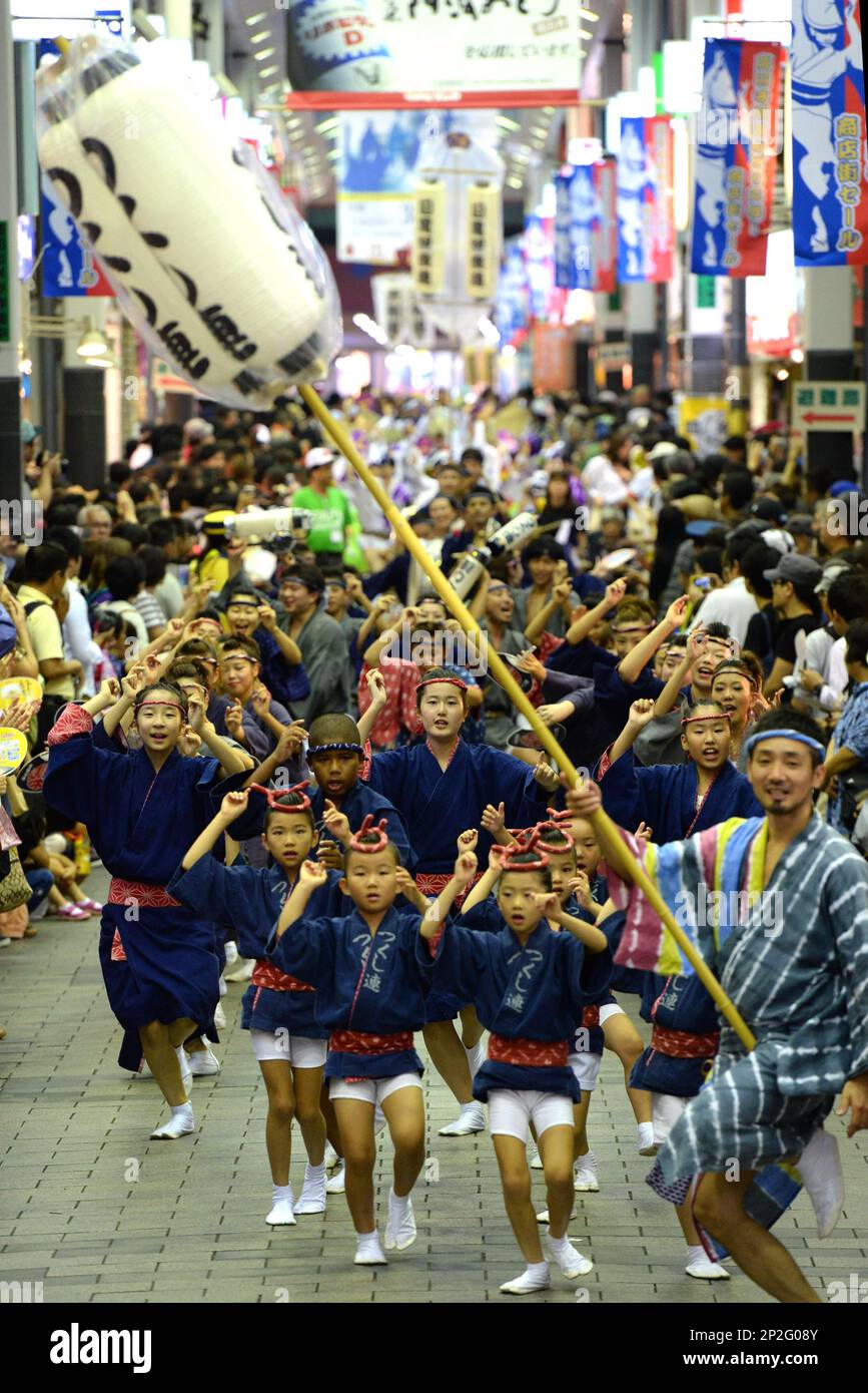 Dancers move to traditional hayashi music as part of the 59th Koenji ...