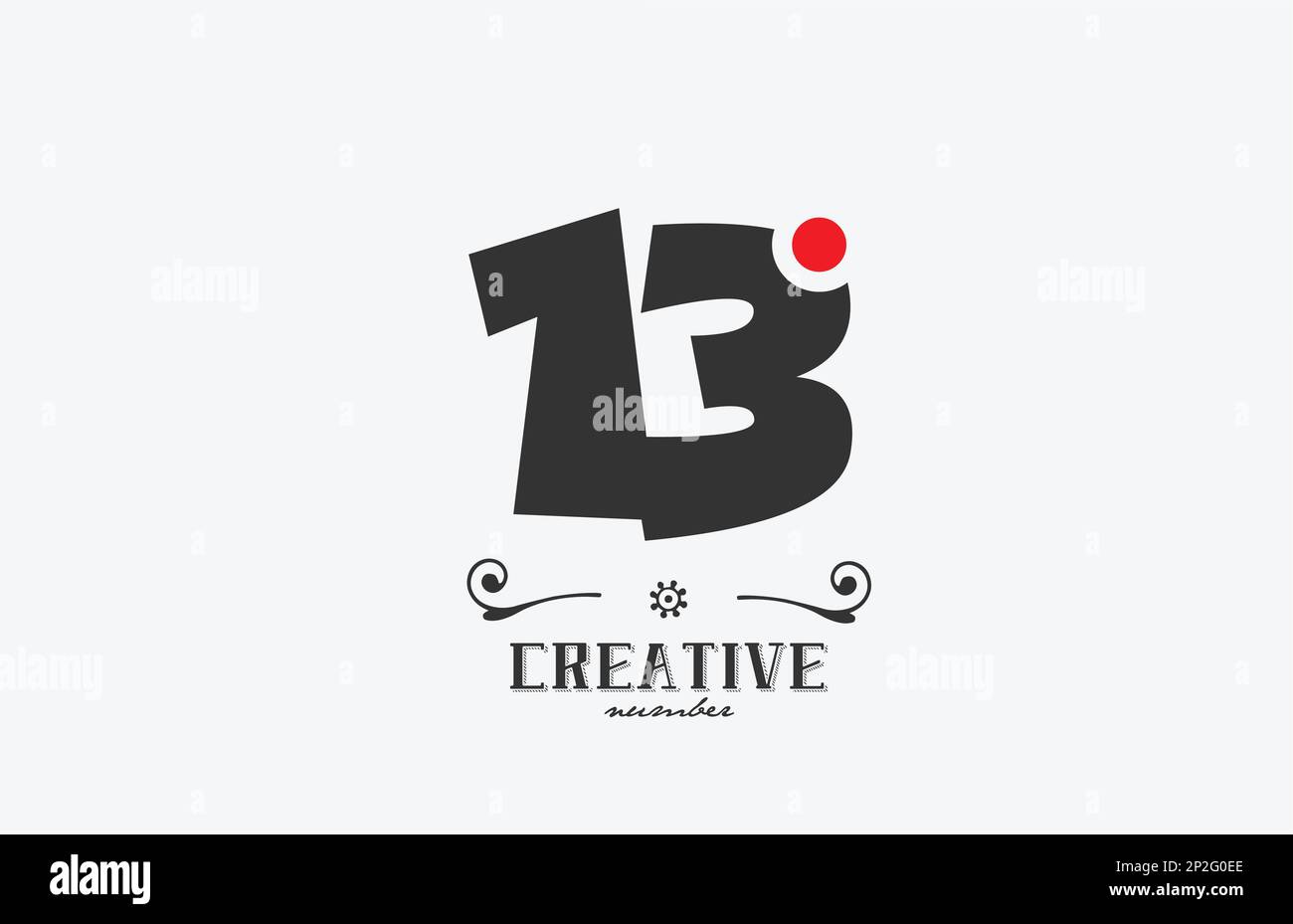grey 13 number logo icon design with red dot. Creative template for ...