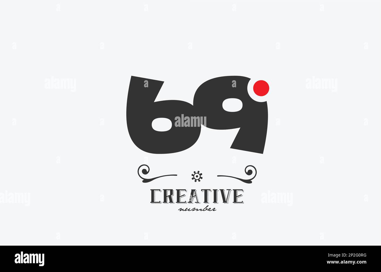 Grey 69 Number Logo Icon Design With Red Dot Creative Template For