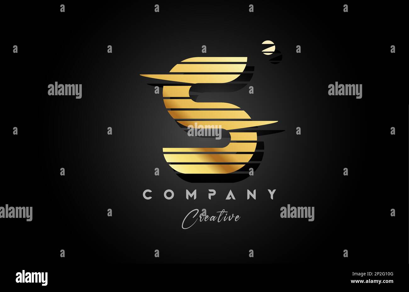gold golden S alphabet letter logo icon design with line stripe and ...