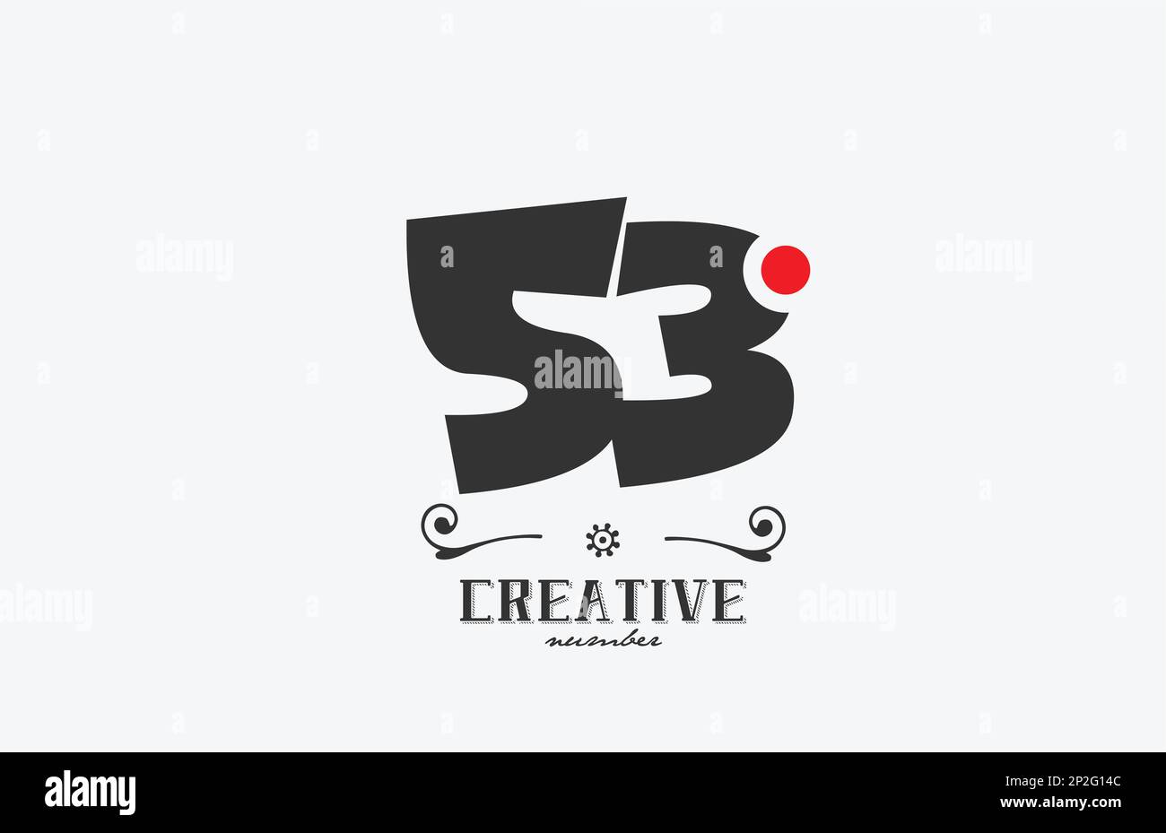 grey 53 number logo icon design with red dot. Creative template for ...