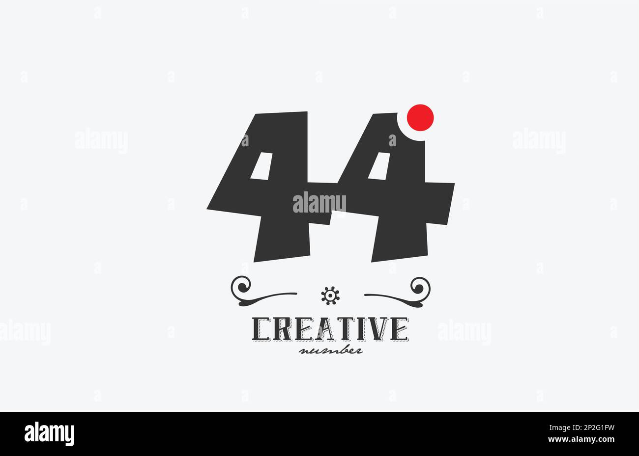 grey 44 number logo icon design with red dot. Creative template for business and company Stock ...
