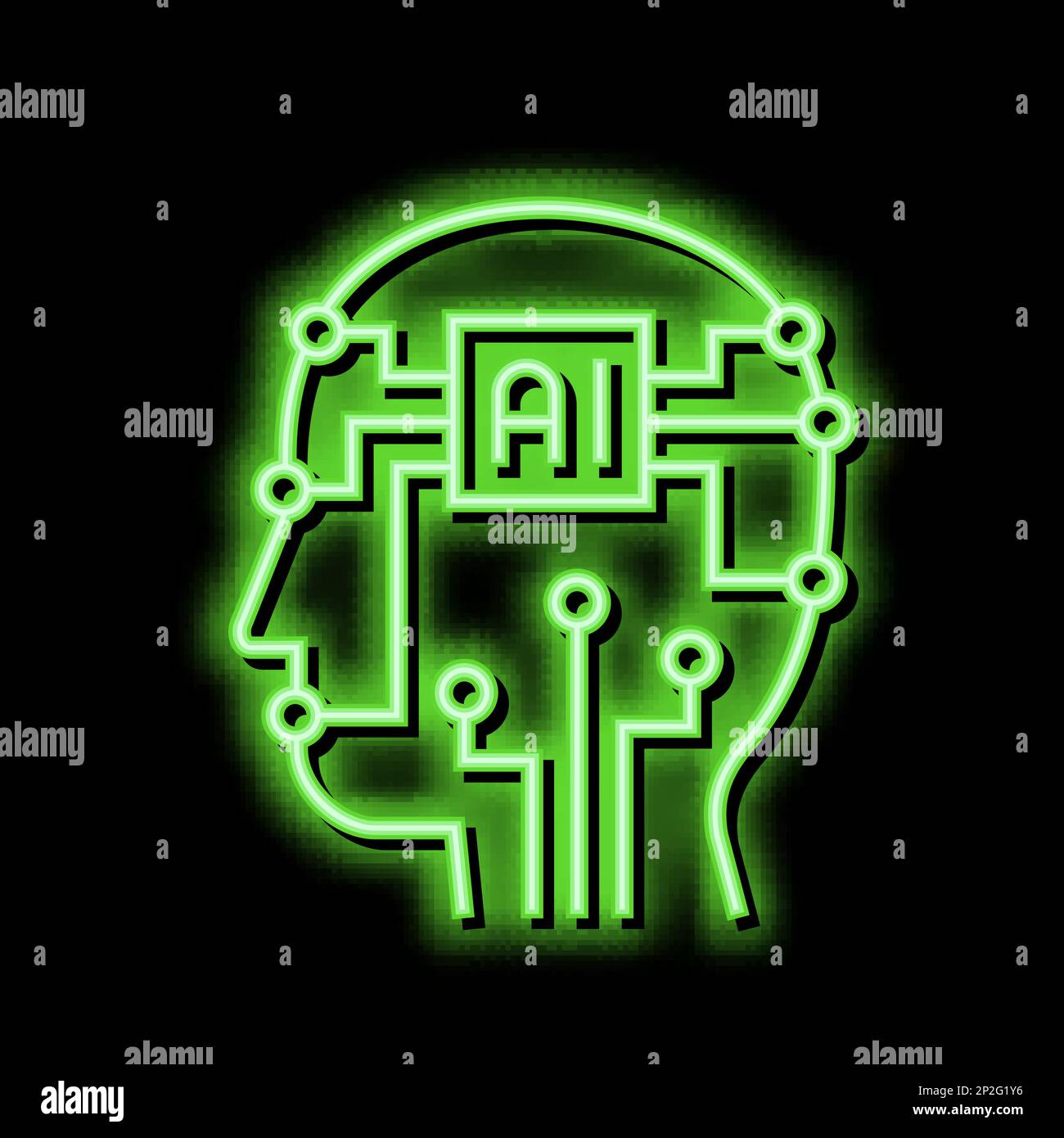 artificial intelligence technology neon glow icon illustration Stock ...