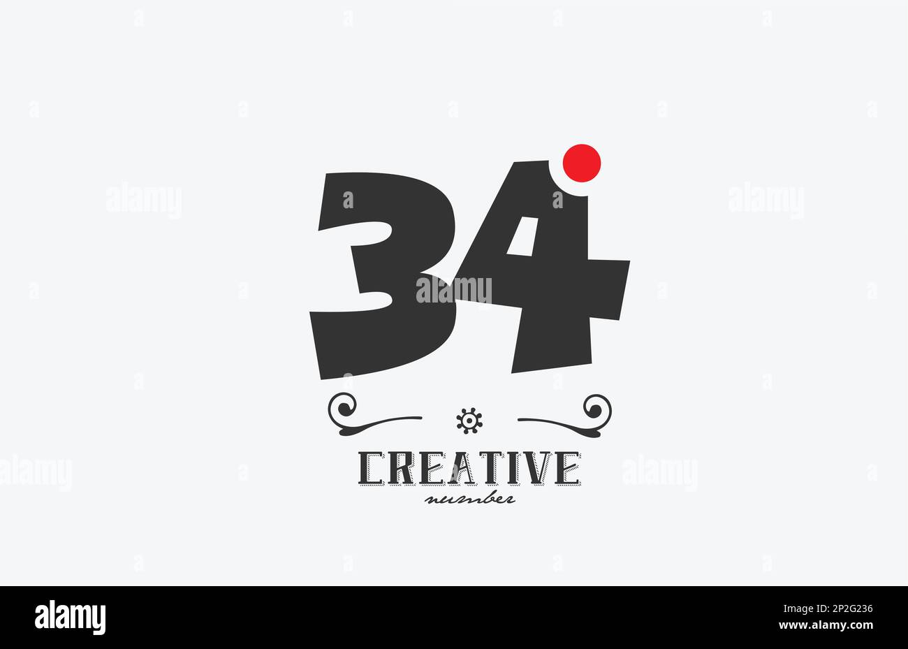 grey 34 number logo icon design with red dot. Creative template for ...