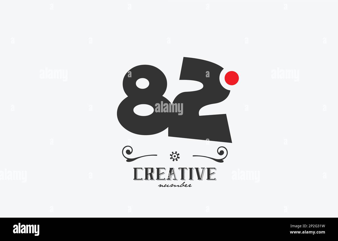 grey 82 number logo icon design with red dot. Creative template for ...