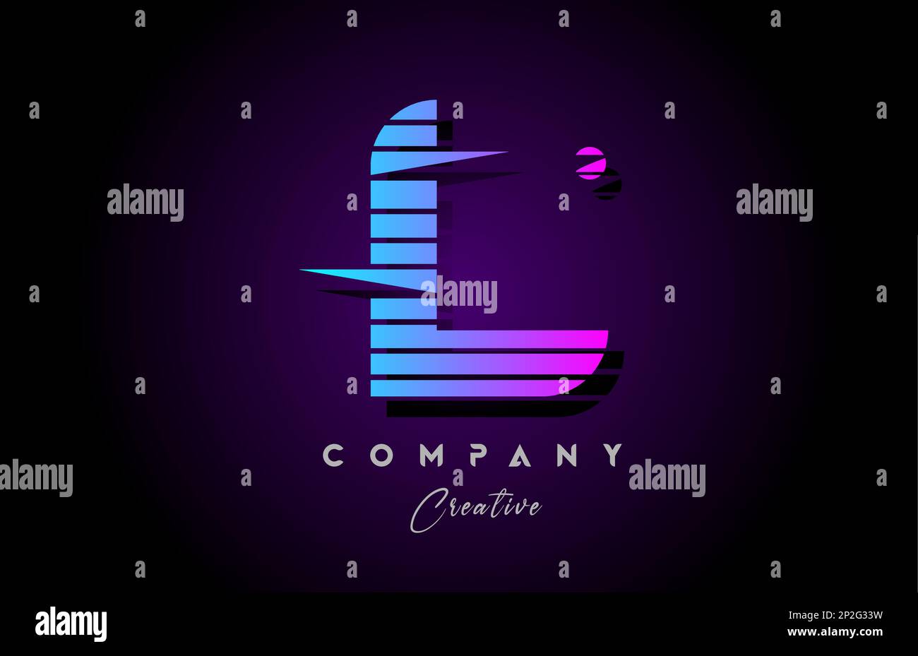 pink blue L alphabet letter logo icon design with line stripe and ...