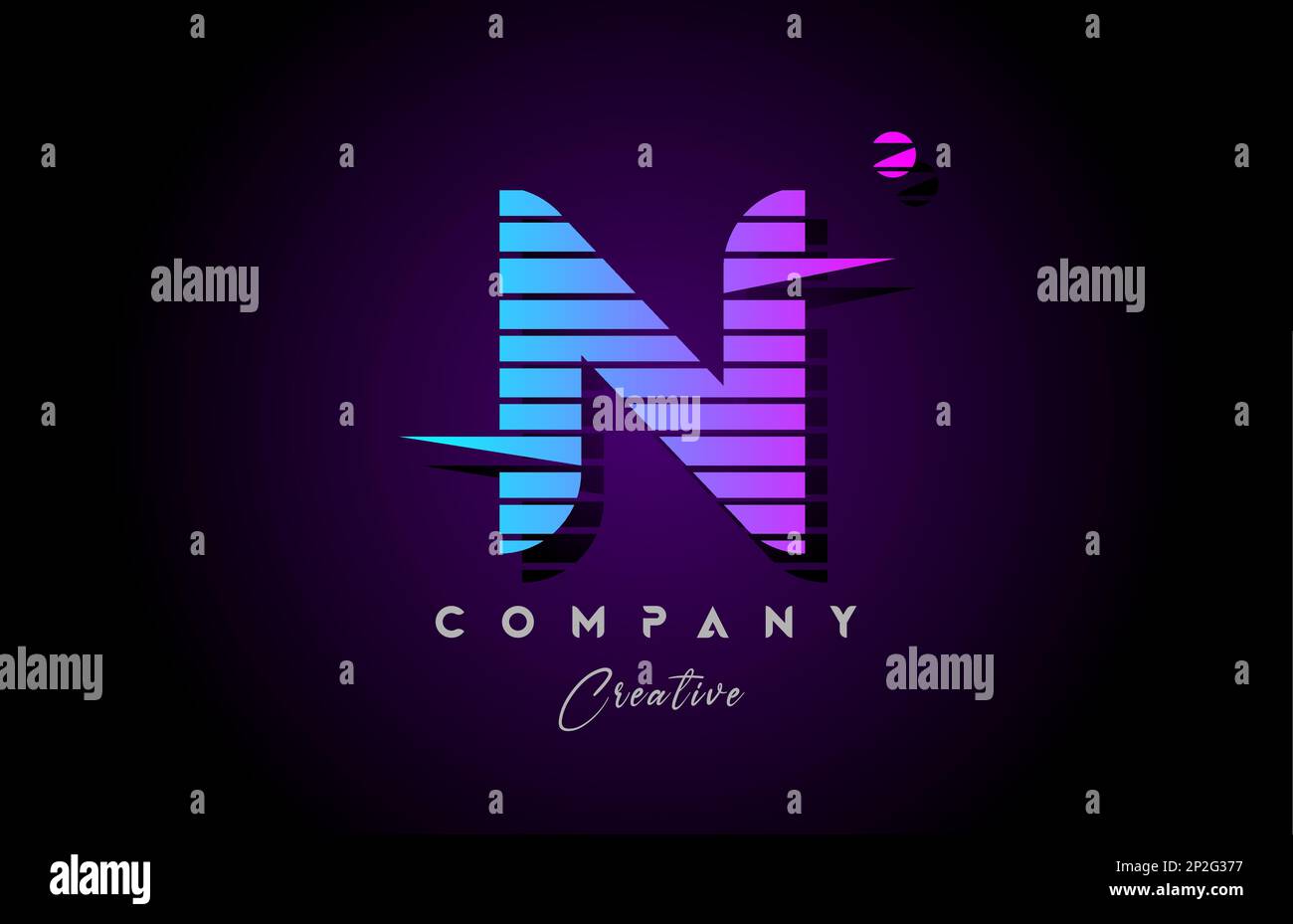 pink blue N alphabet letter logo icon design with line stripe and circle. Creative template for ...