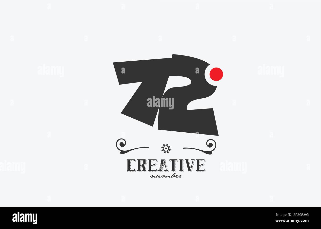 grey 72 number logo icon design with red dot. Creative template for ...
