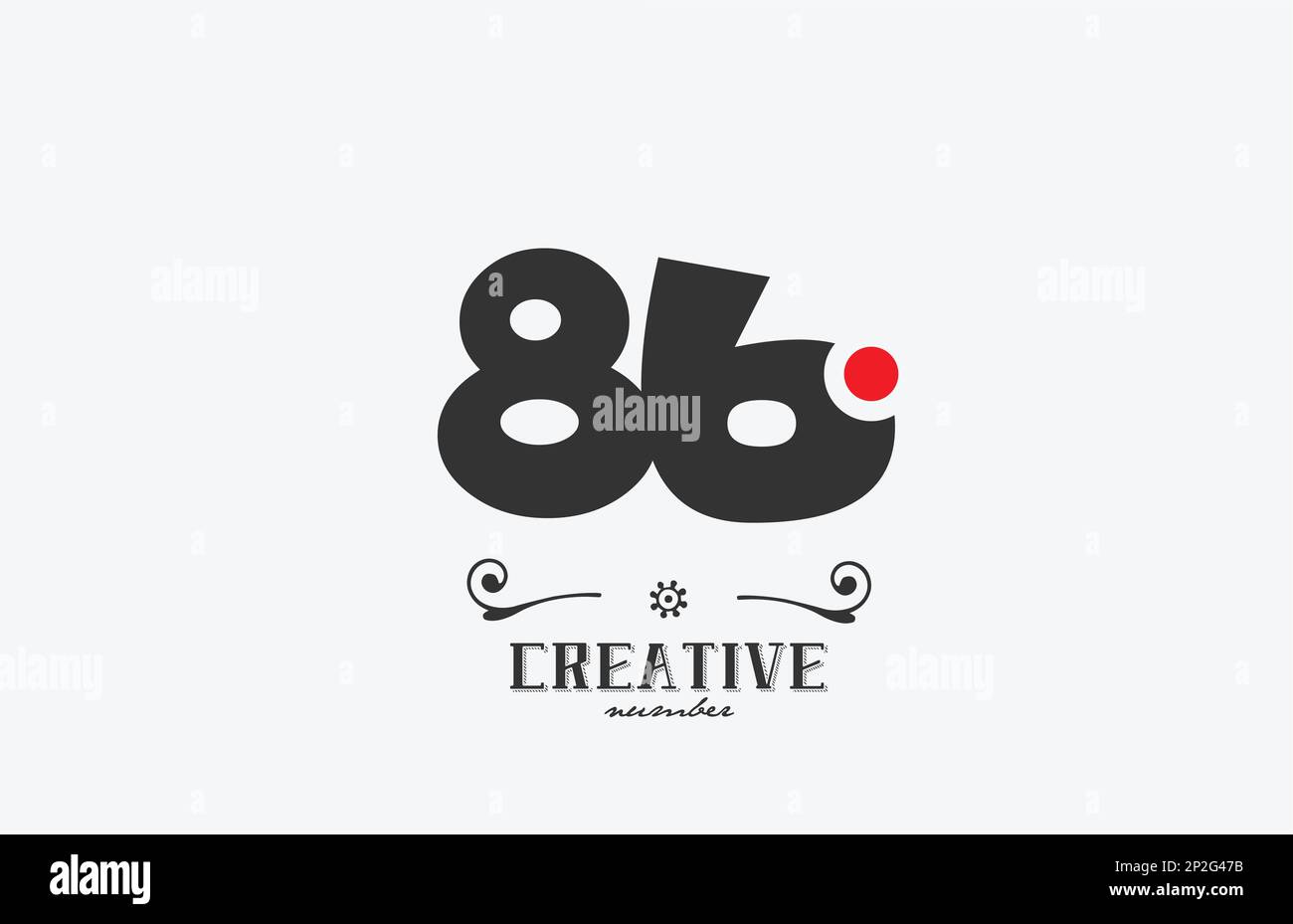 grey 86 number logo icon design with red dot. Creative template for ...