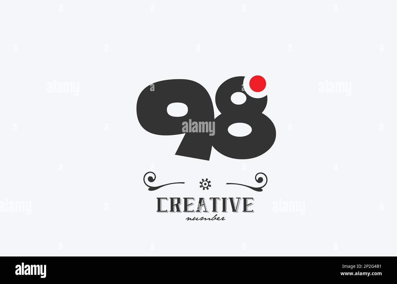 grey 98 number logo icon design with red dot. Creative template for ...