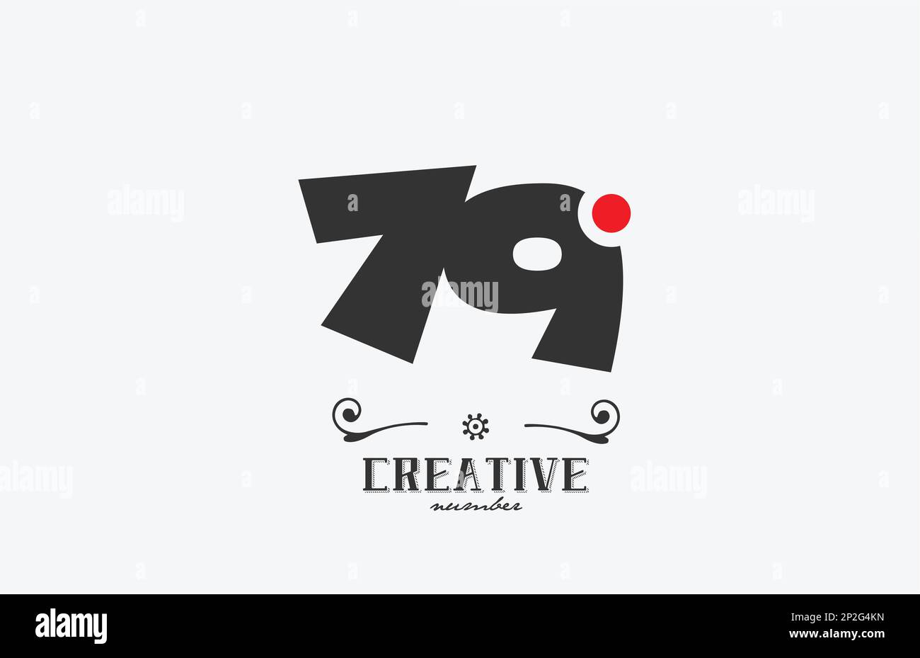 grey 79 number logo icon design with red dot. Creative template for ...