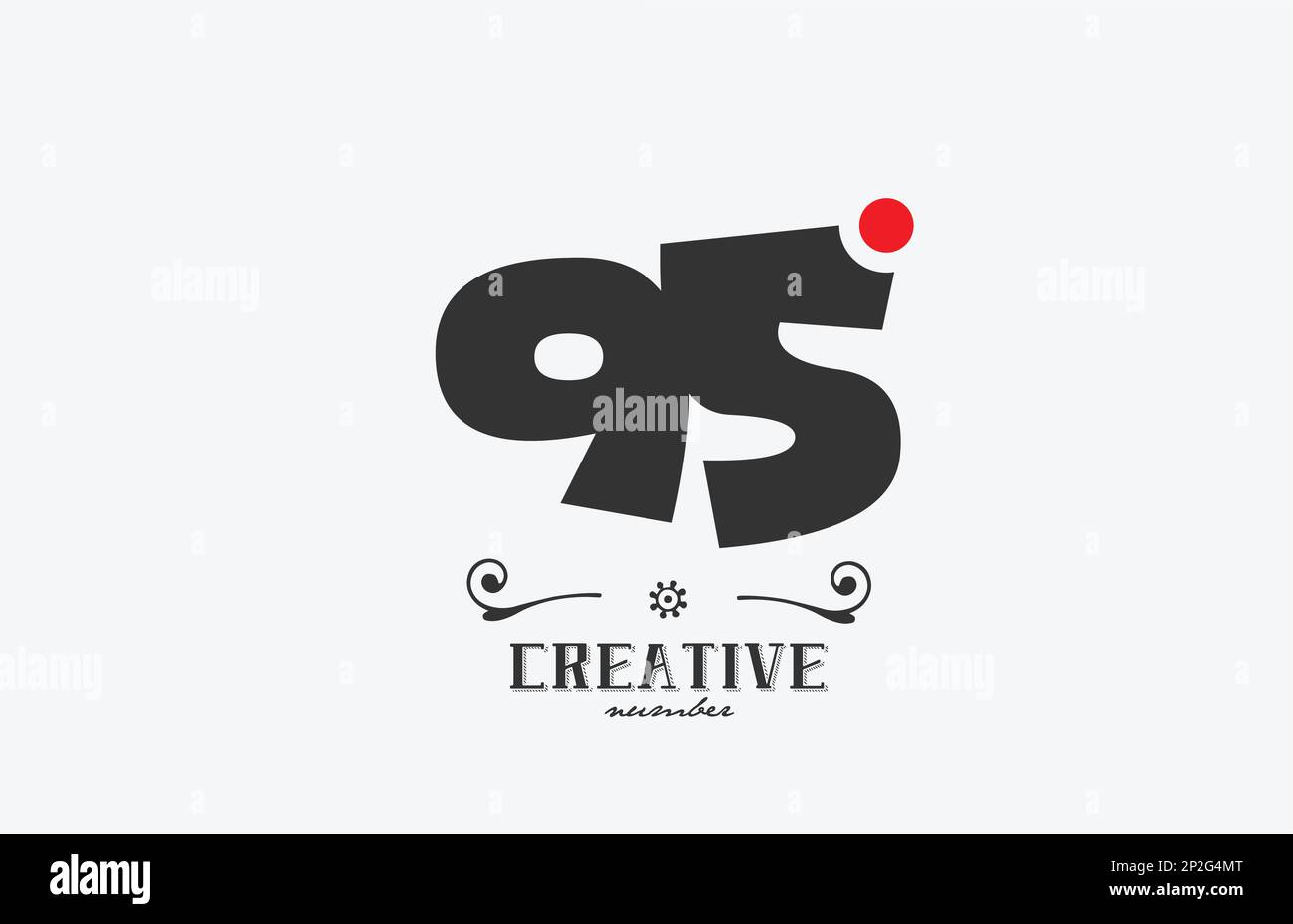 grey 95 number logo icon design with red dot. Creative template for ...