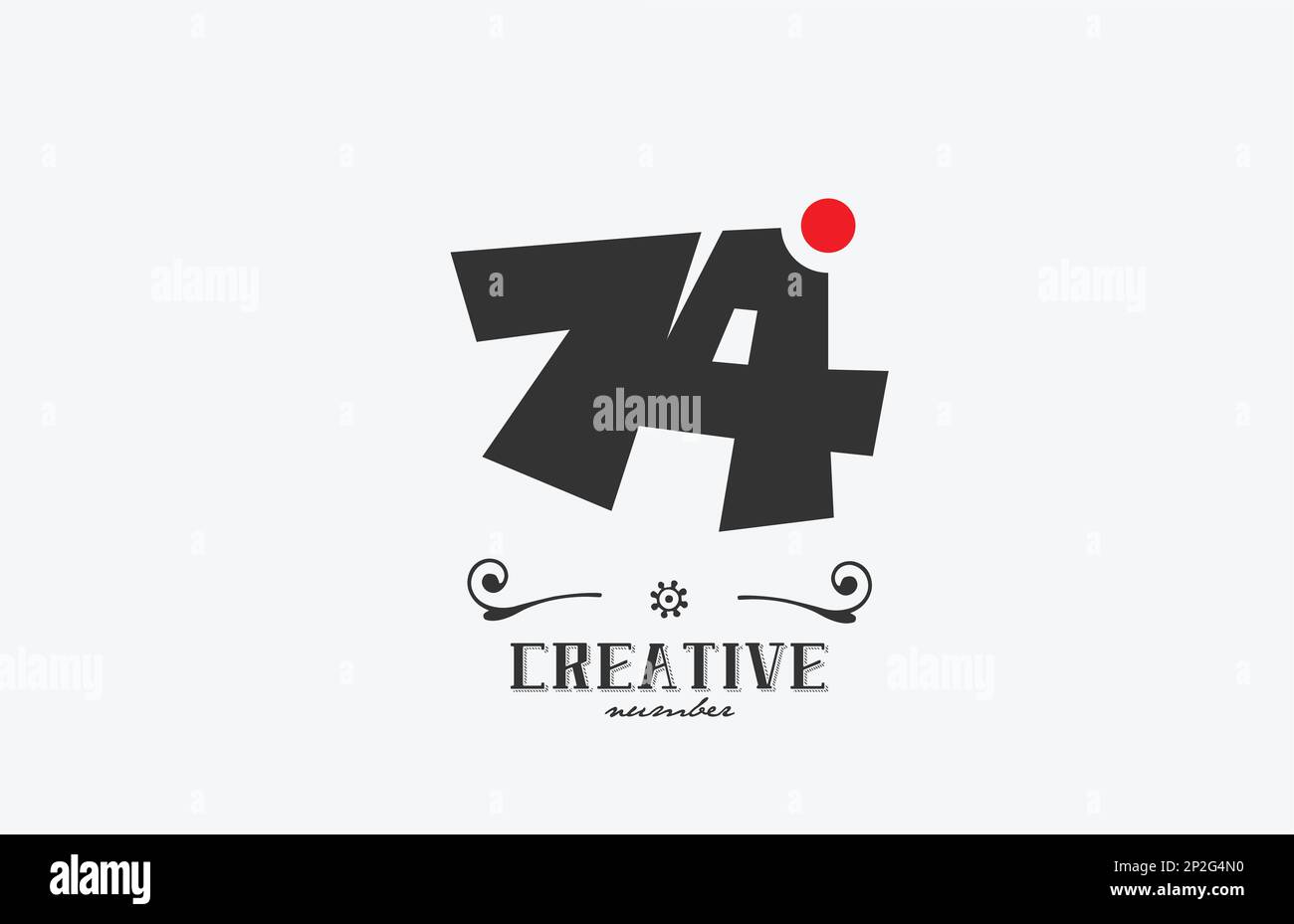 grey 74 number logo icon design with red dot. Creative template for ...