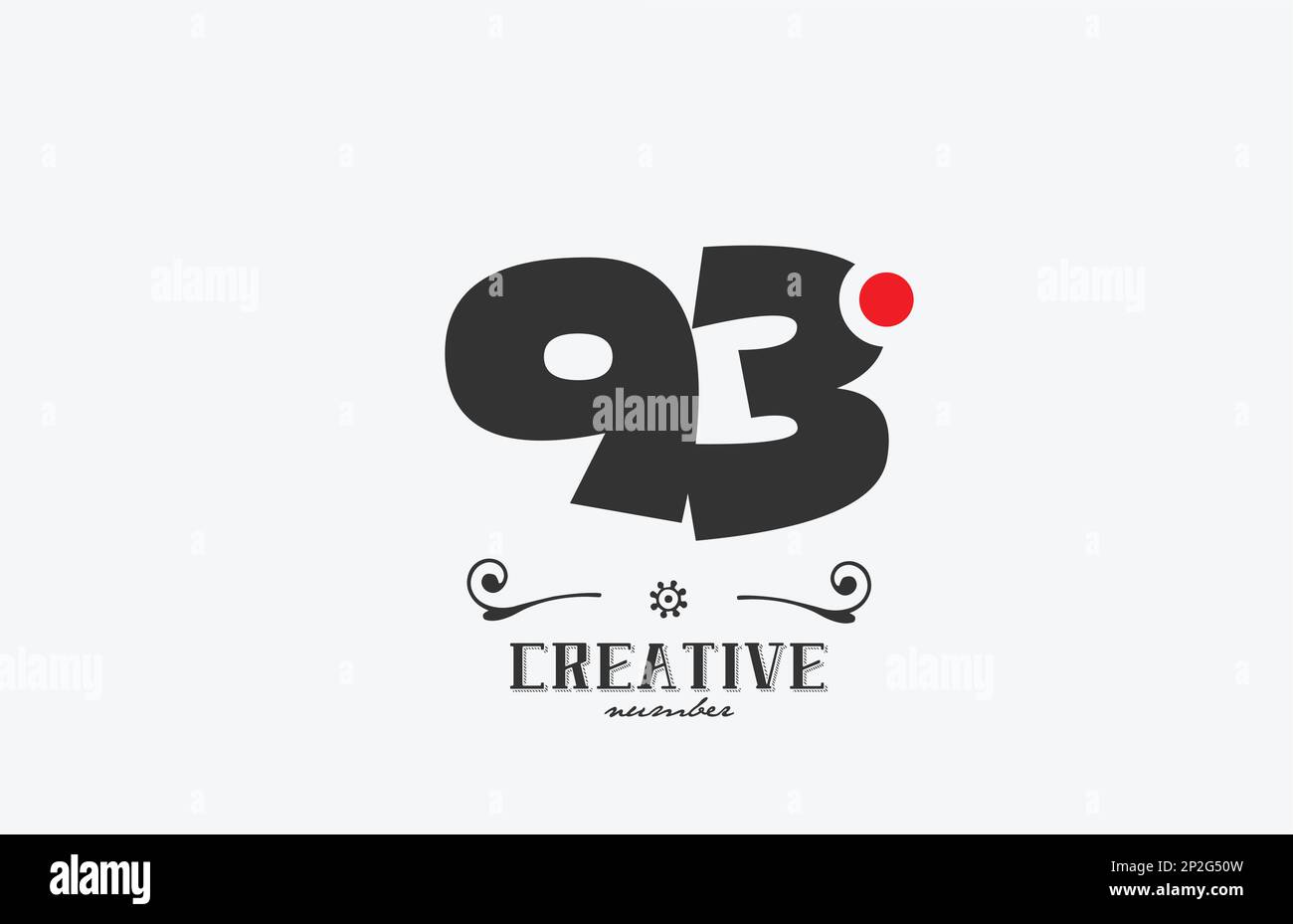 grey 93 number logo icon design with red dot. Creative template for ...