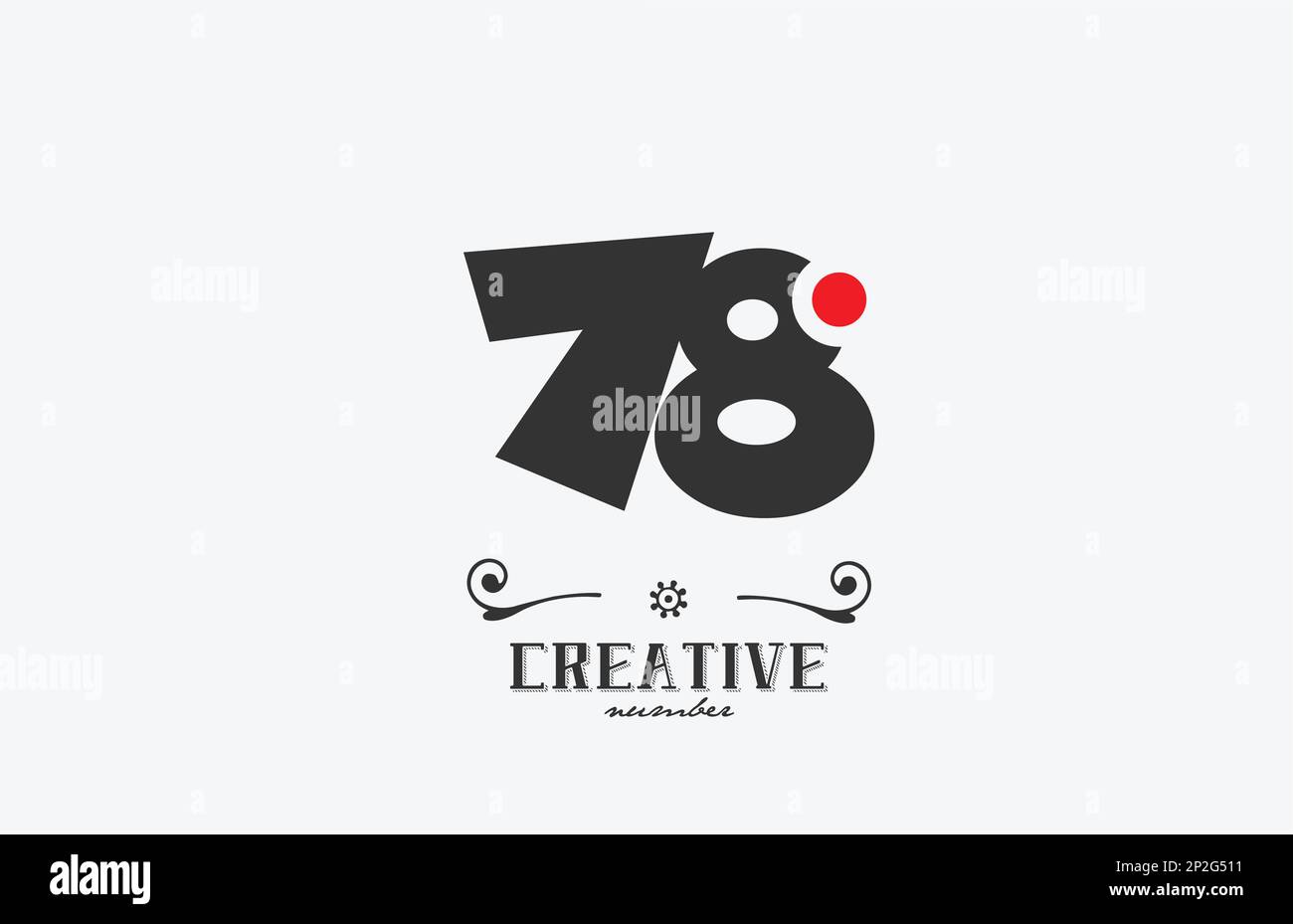 grey 78 number logo icon design with red dot. Creative template for ...