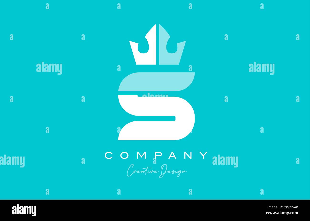 S blue pastel alphabet letter logo icon design with king crown ...