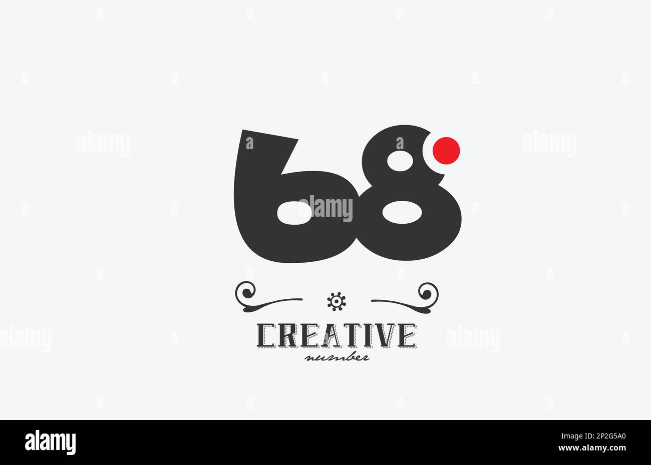 grey 68 number logo icon design with red dot. Creative template for ...