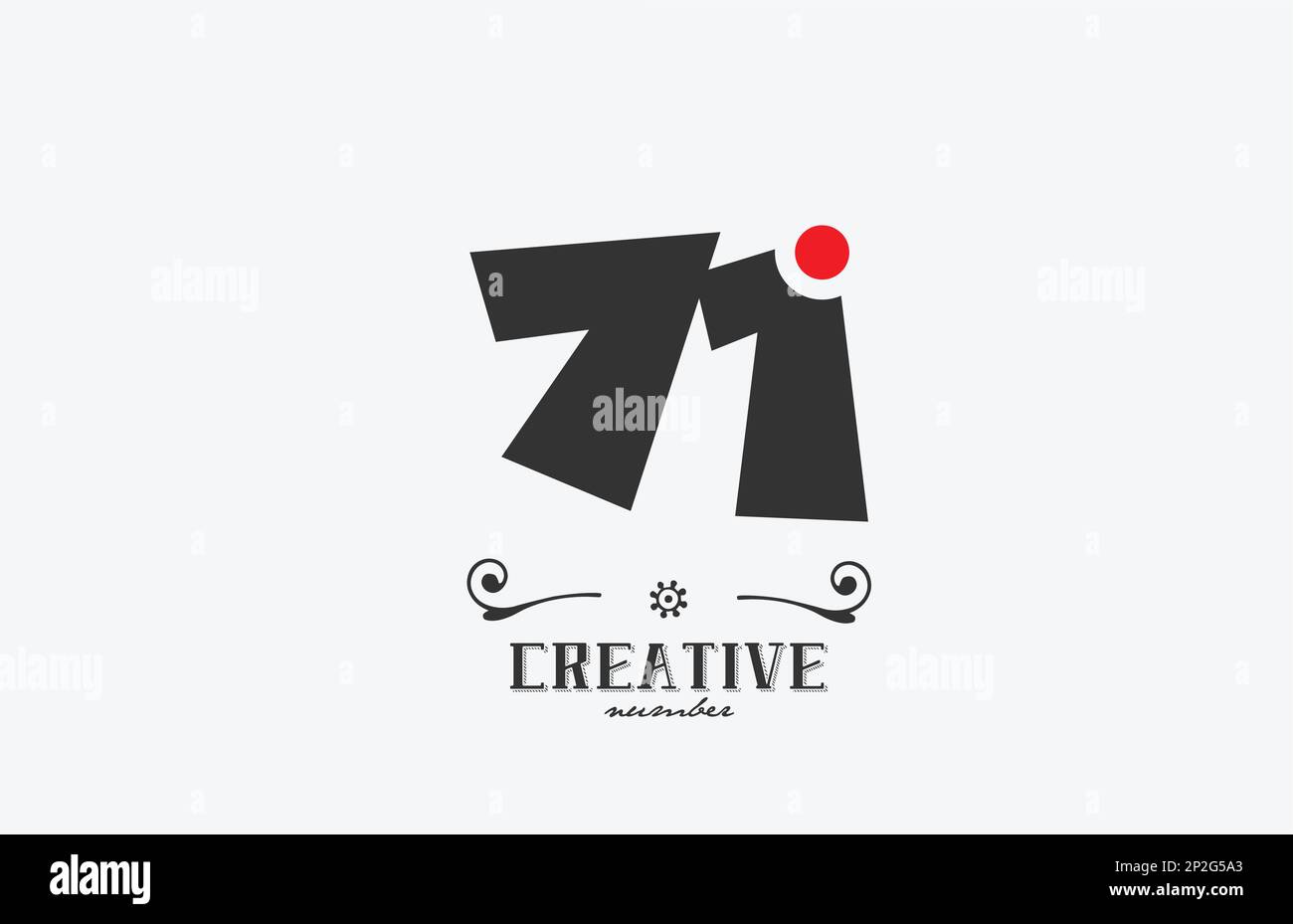 grey 71 number logo icon design with red dot. Creative template for ...
