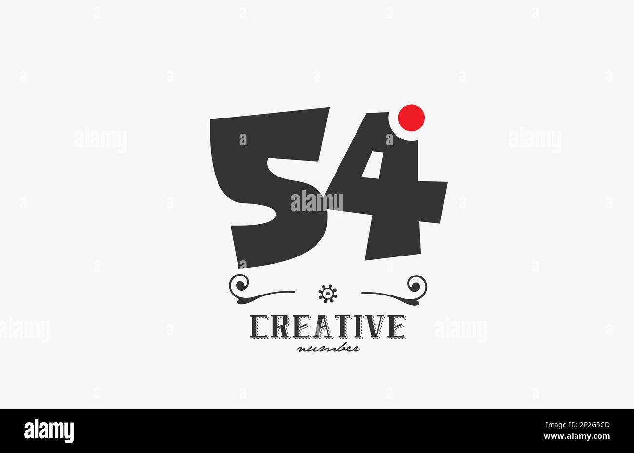 grey 54 number logo icon design with red dot. Creative template for ...