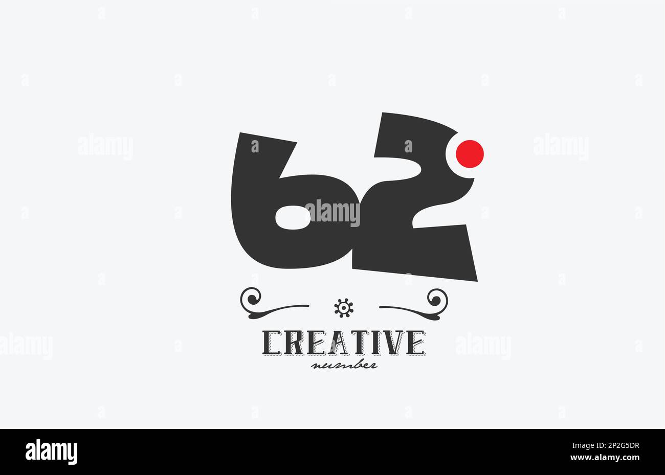 grey 62 number logo icon design with red dot. Creative template for ...