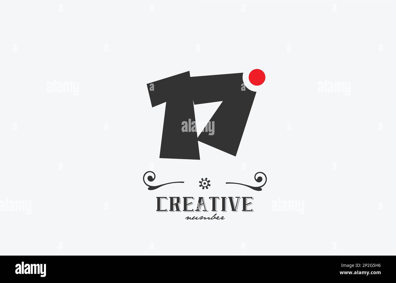 grey 17 number logo icon design with red dot. Creative template for ...