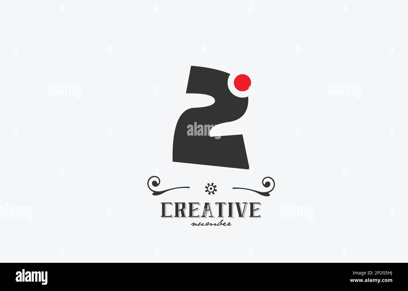 grey 2 number logo icon design with red dot. Creative template for ...