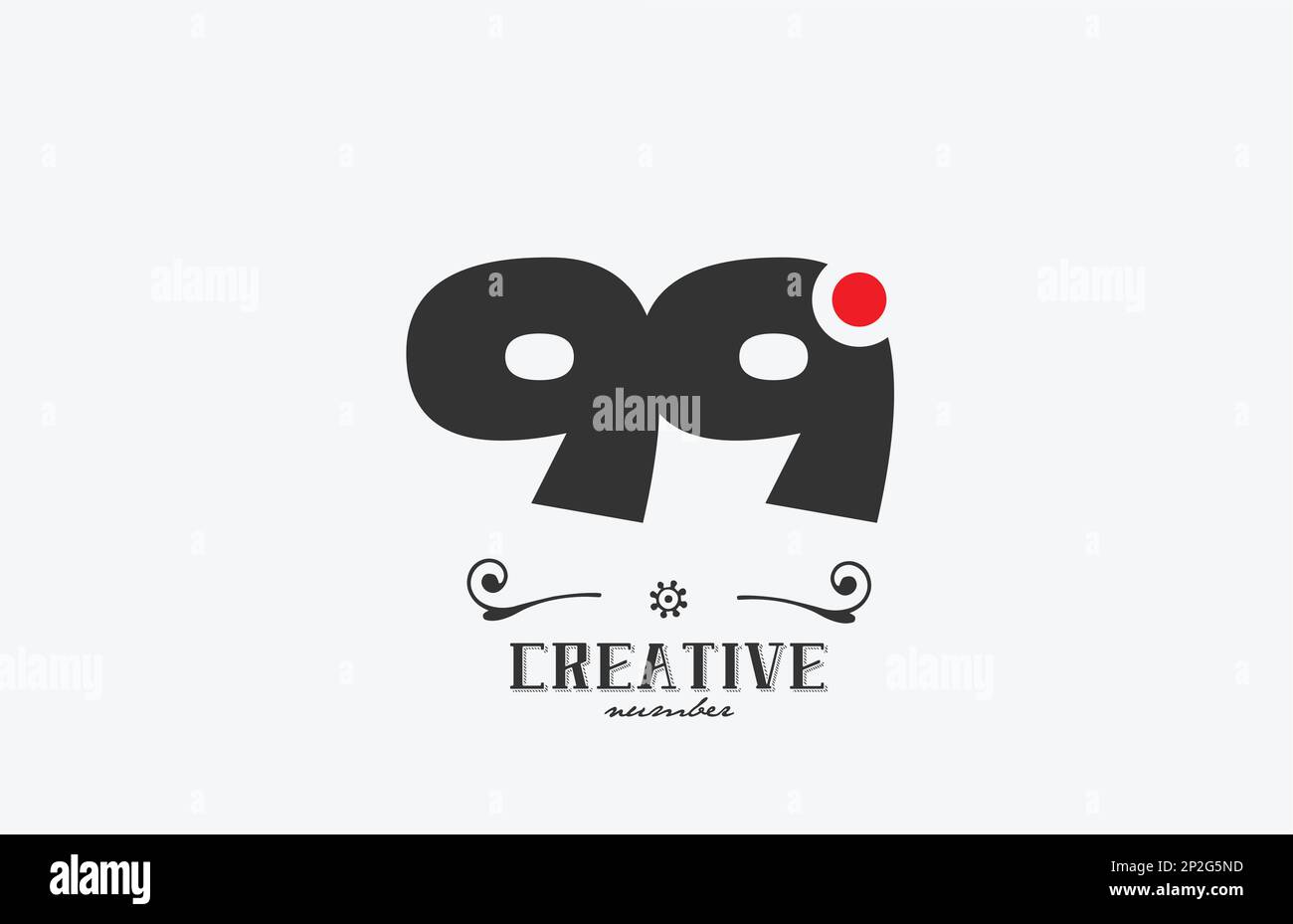 grey 99 number logo icon design with red dot. Creative template for ...