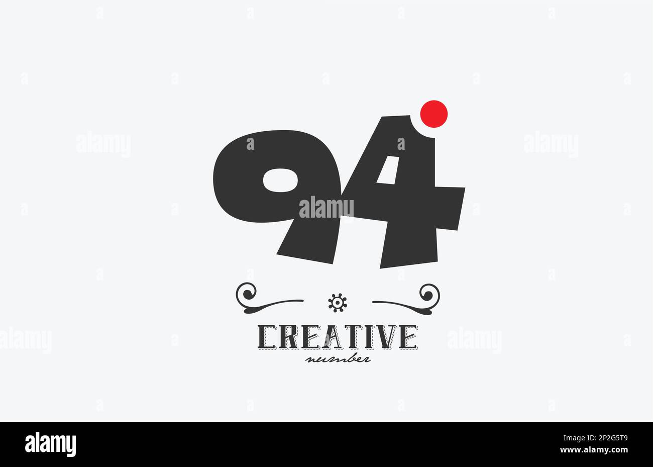 grey 94 number logo icon design with red dot. Creative template for ...