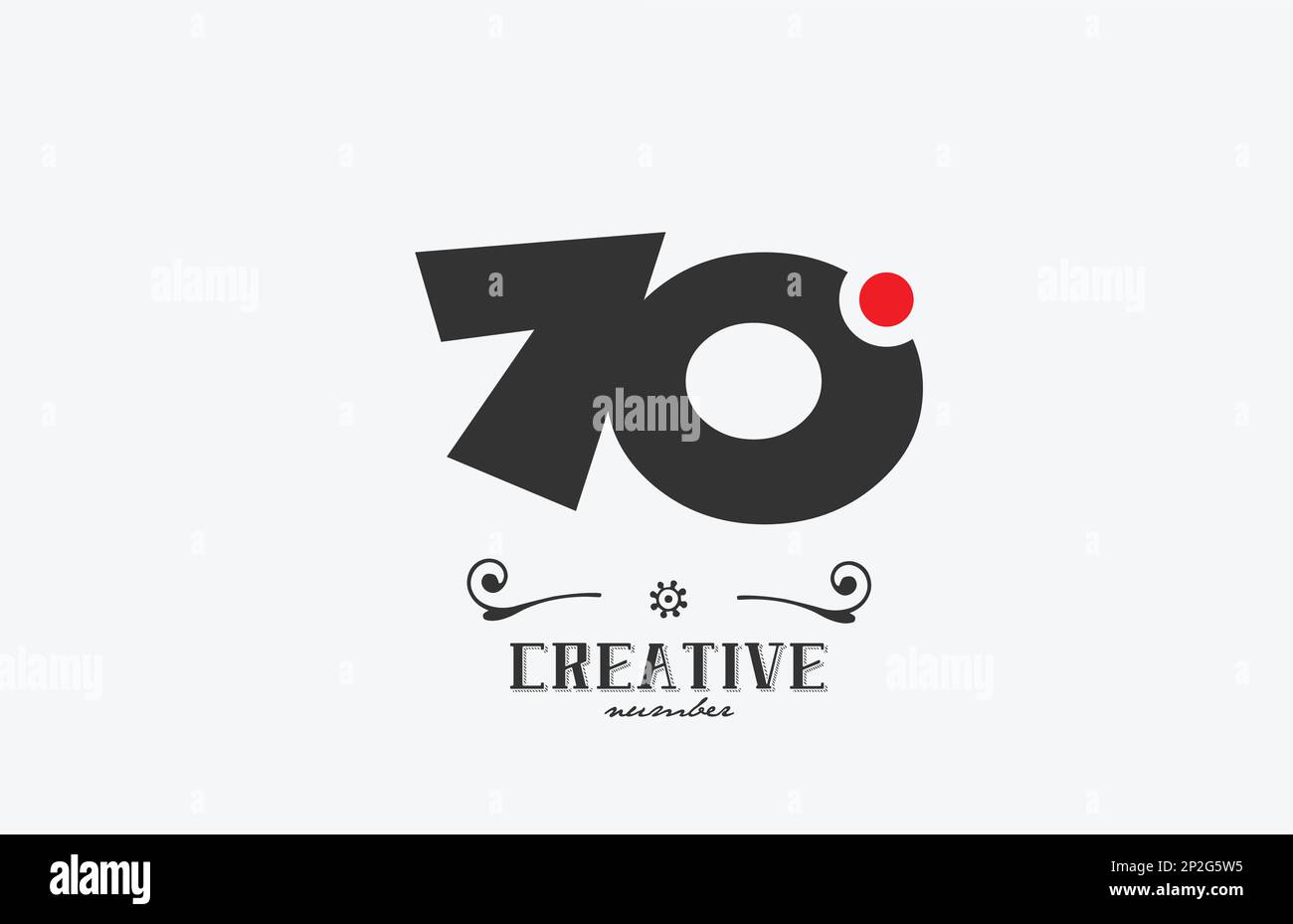 grey 70 number logo icon design with red dot. Creative template for ...