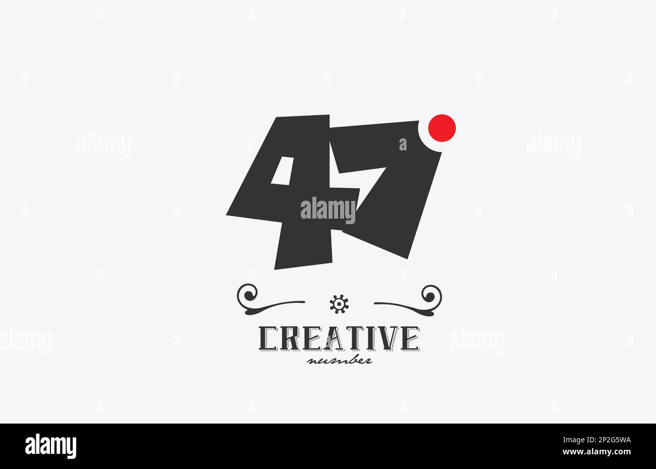 grey 47 number logo icon design with red dot. Creative template for ...