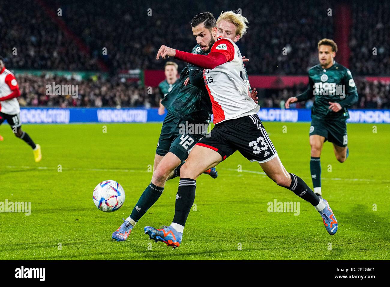 Rotterdam - Thijmen Blokzijl of FC Groningen, David Hancko of Feyenoord ...