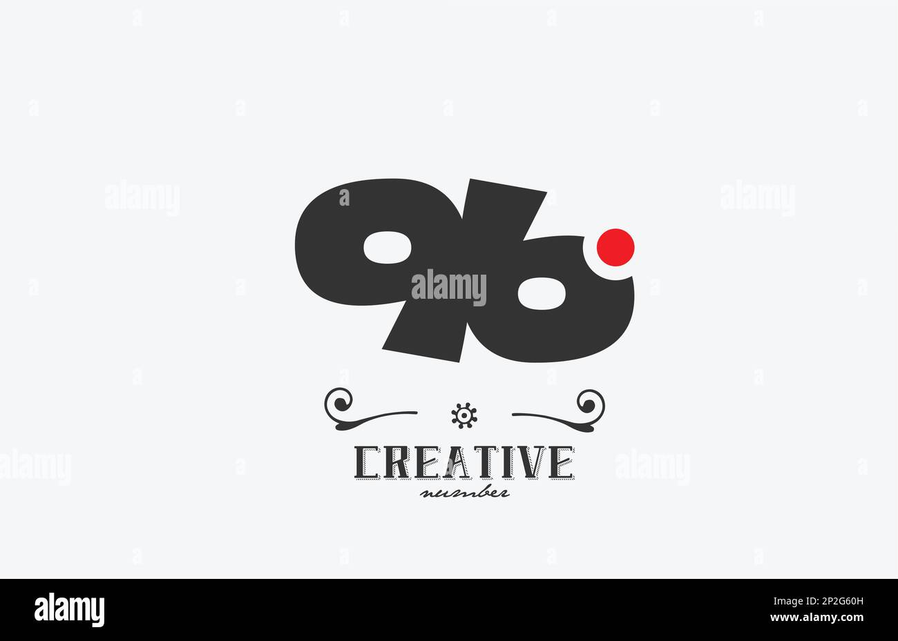 grey 96 number logo icon design with red dot. Creative template for ...