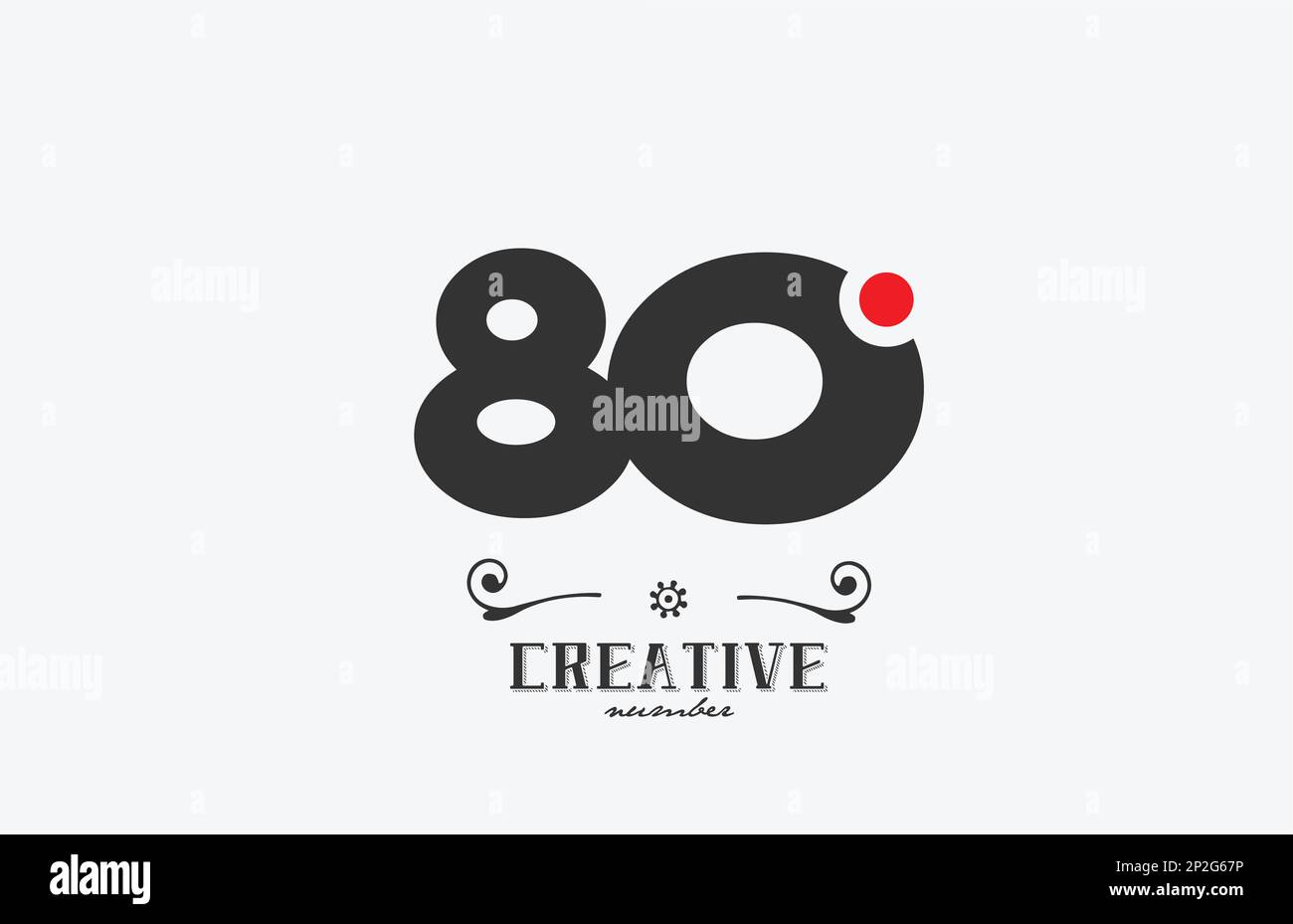grey 80 number logo icon design with red dot. Creative template for ...