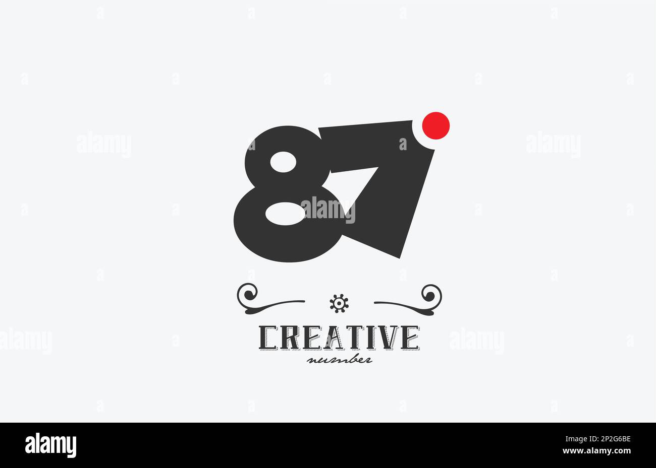 grey 87 number logo icon design with red dot. Creative template for ...
