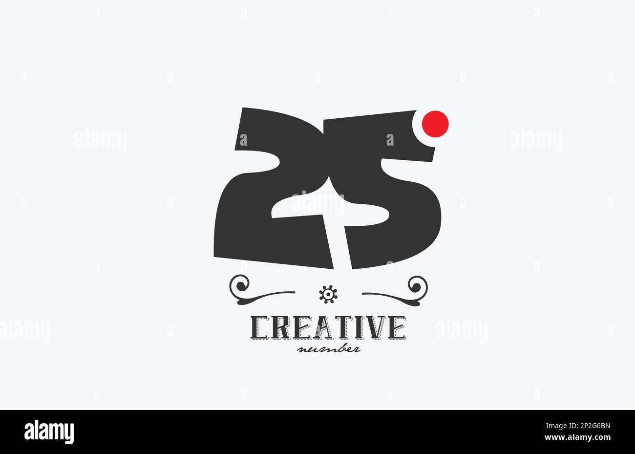 grey 25 number logo icon design with red dot. Creative template for ...