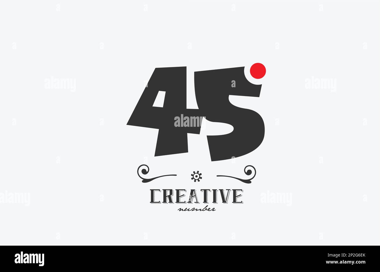 grey 45 number logo icon design with red dot. Creative template for ...