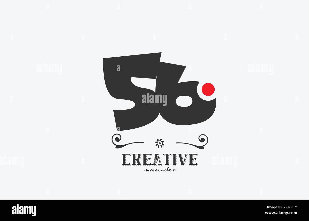 grey 56 number logo icon design with red dot. Creative template for ...