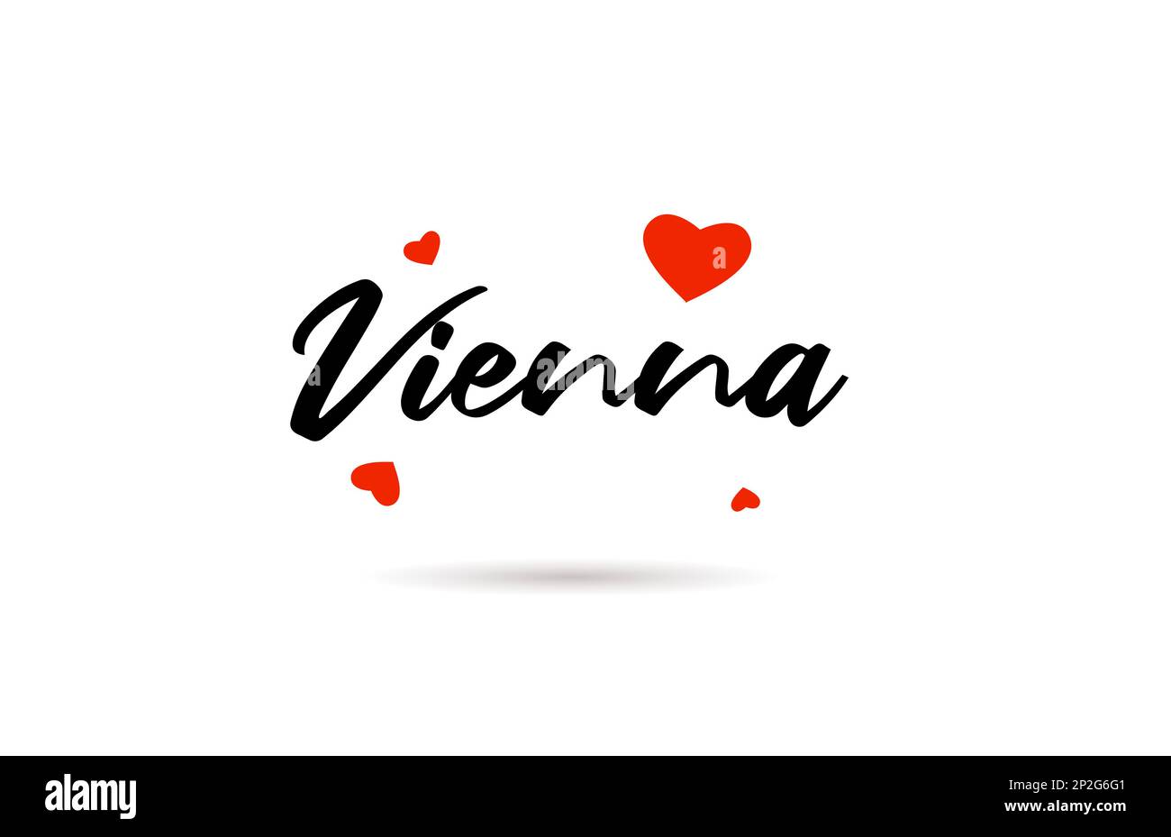 Vienna handwritten city typography text word with love heart. Hand ...