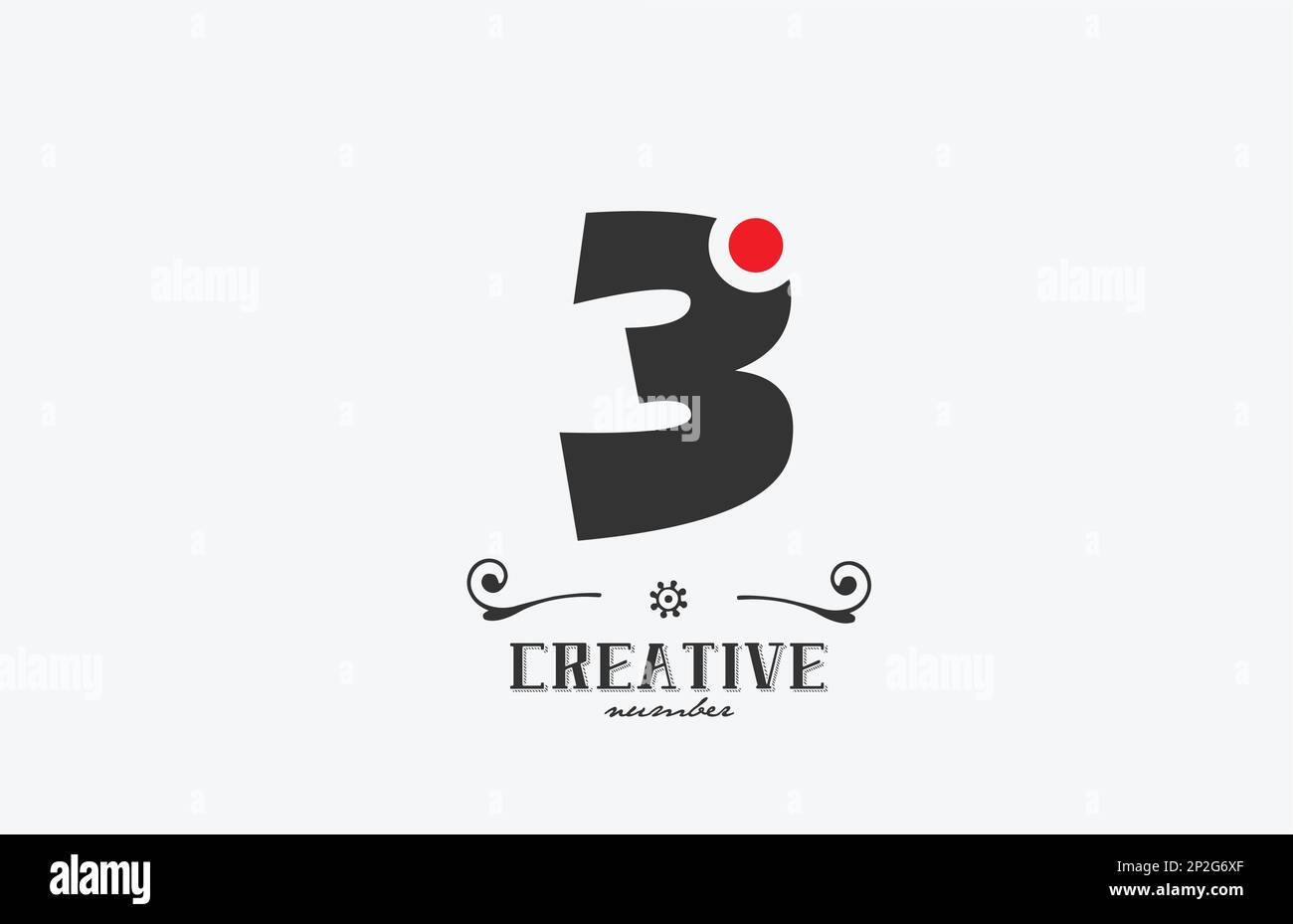 grey 3 number logo icon design with red dot. Creative template for ...