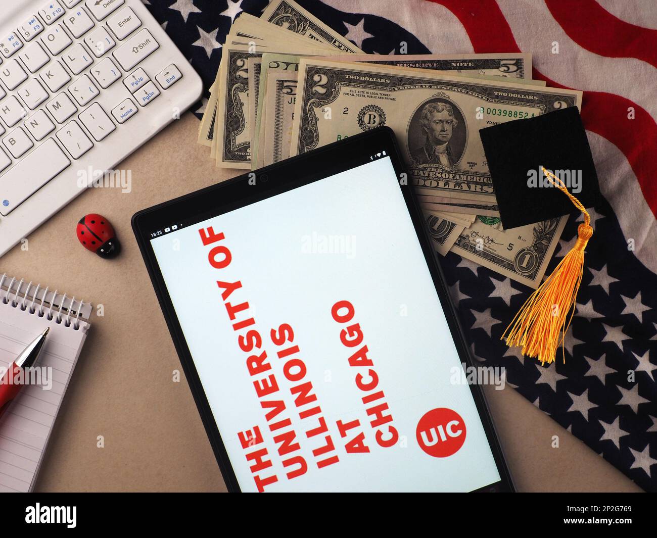 In this photo illustration, University of Illinois, Chicago (UIC) logo ...