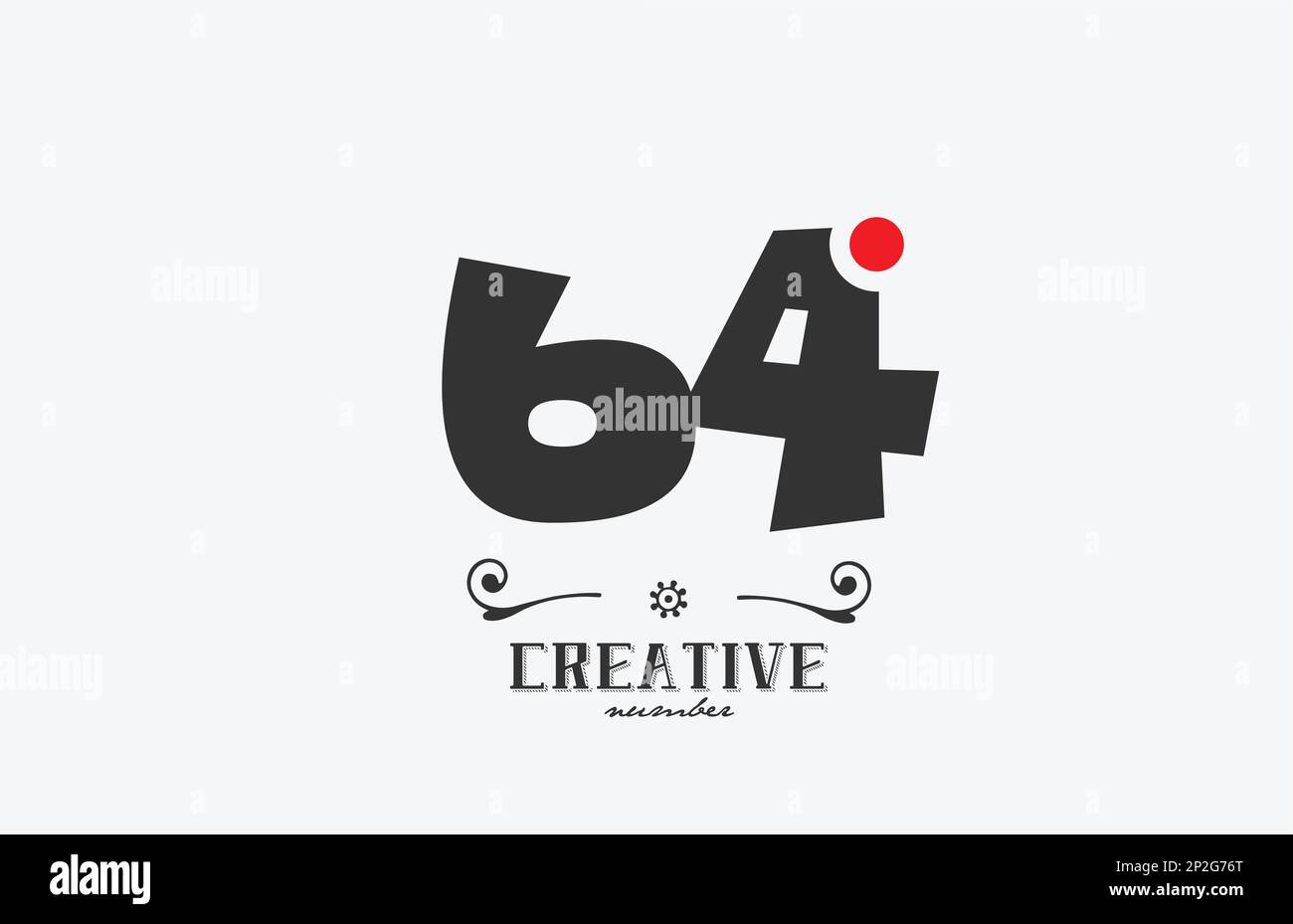 grey 64 number logo icon design with red dot. Creative template for ...