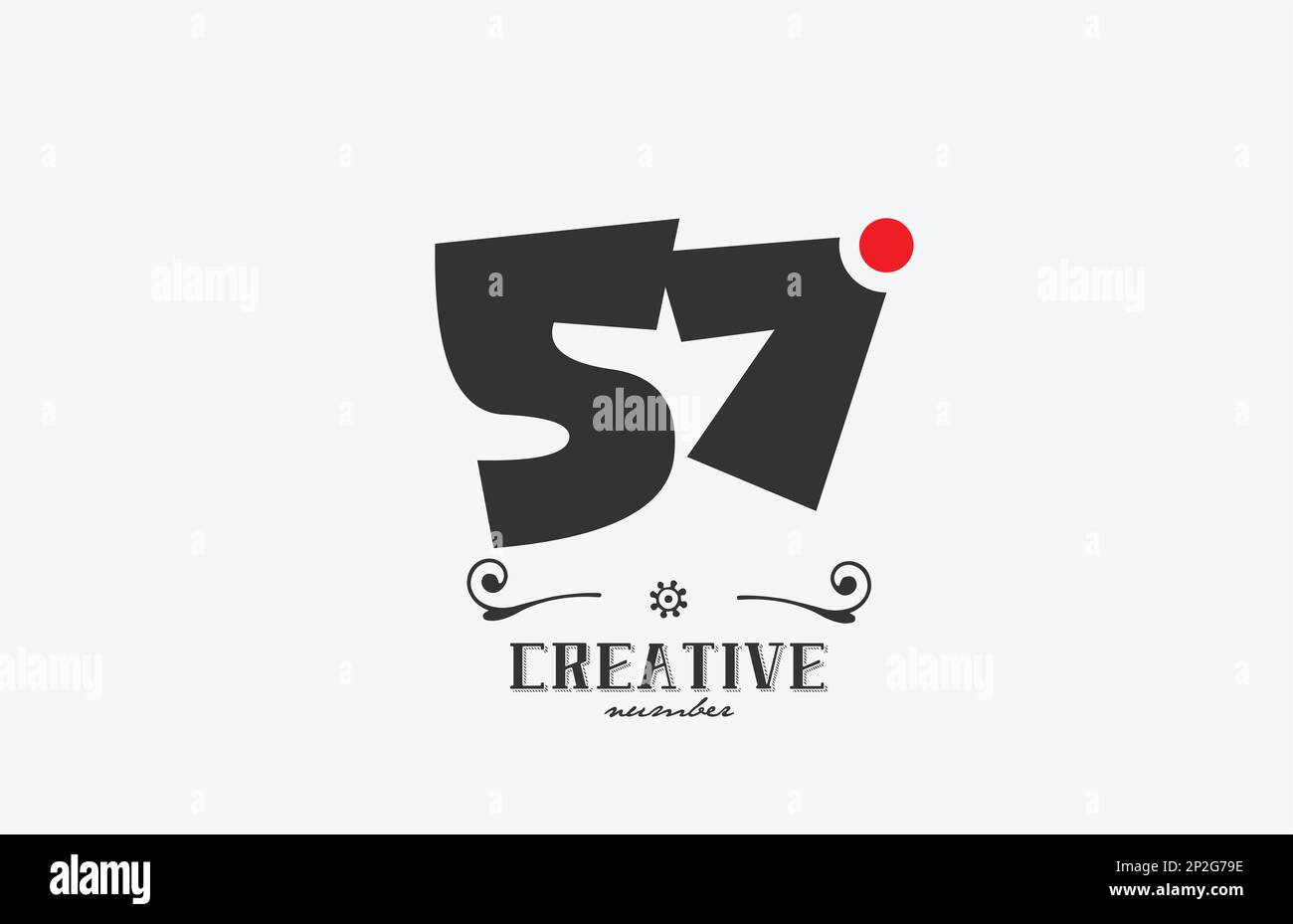 grey 57 number logo icon design with red dot. Creative template for ...