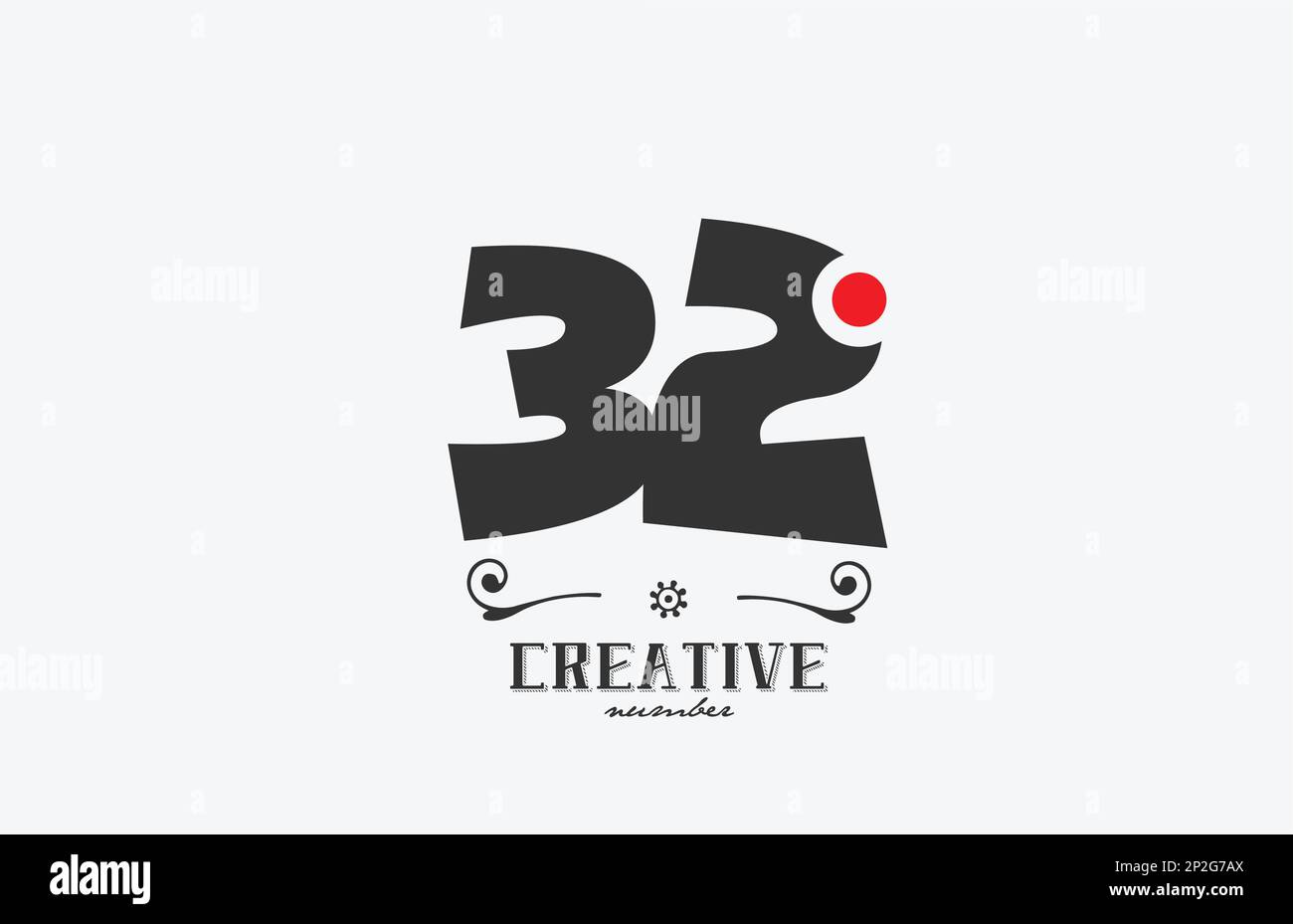 grey 32 number logo icon design with red dot. Creative template for ...