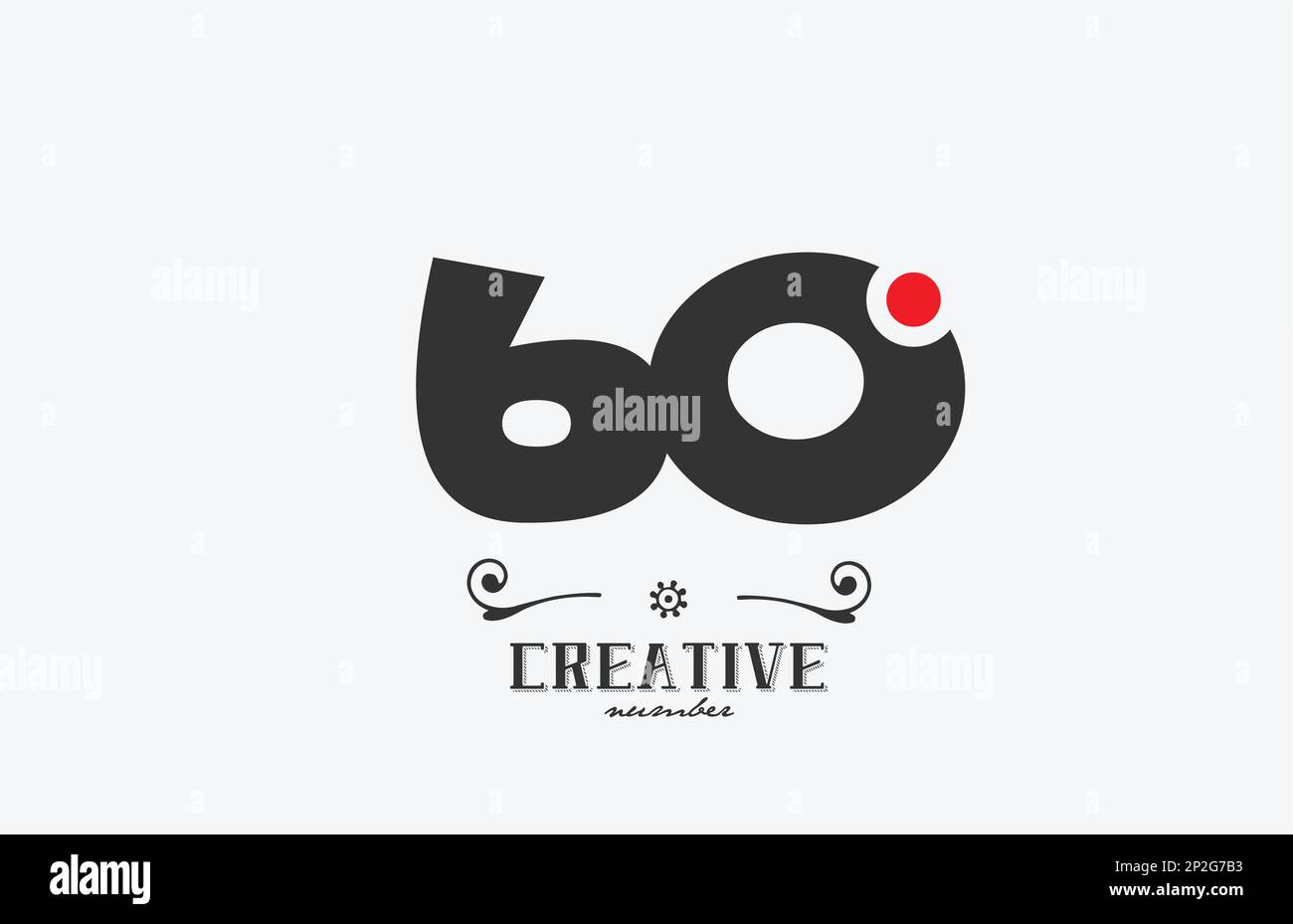 grey 60 number logo icon design with red dot. Creative template for ...