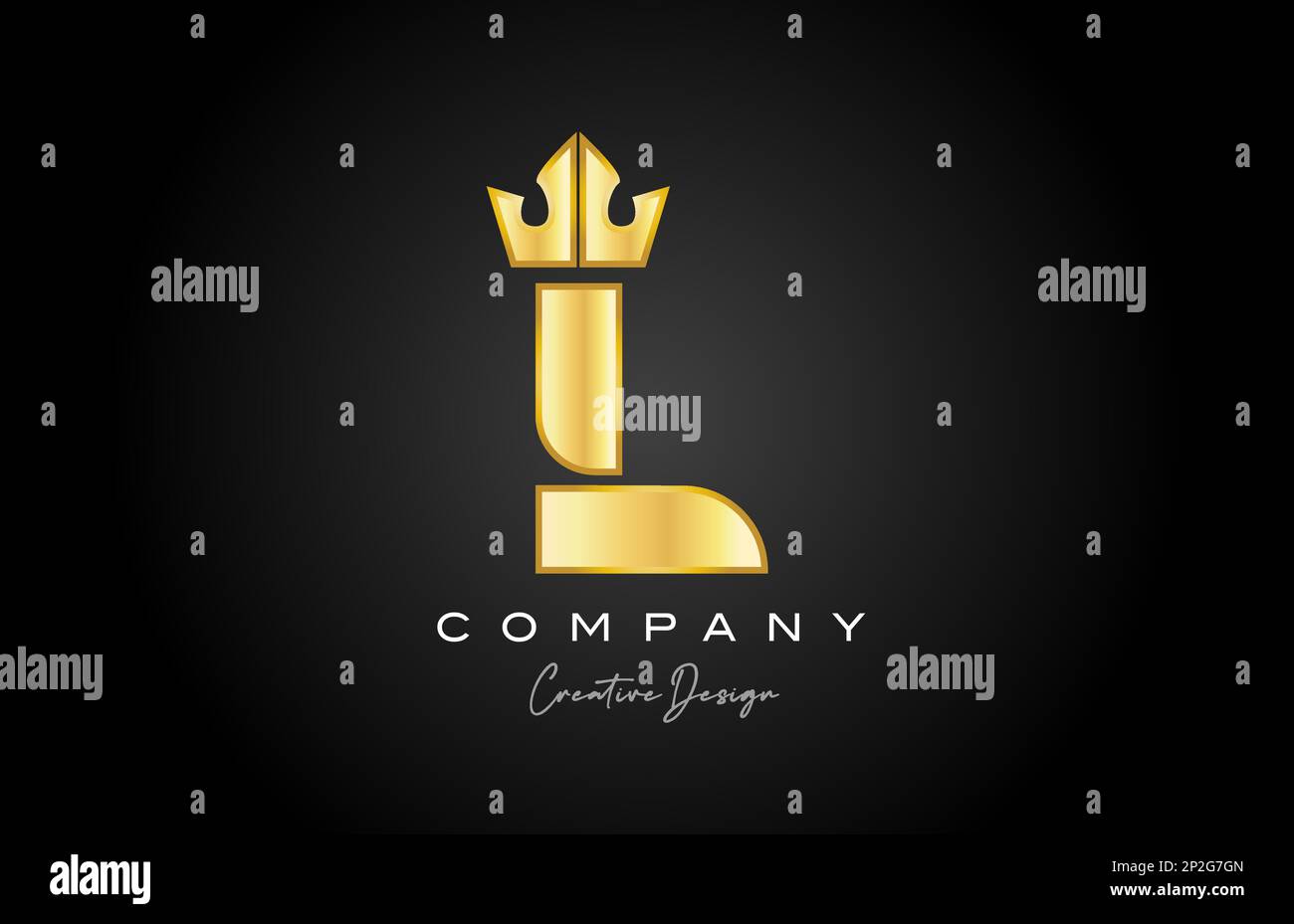 gold golden L alphabet letter logo icon design. Creative crown king ...