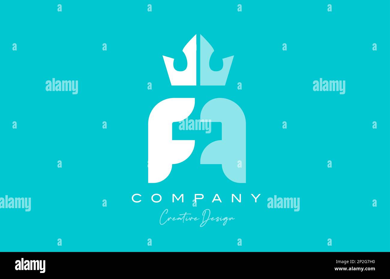A blue pastel alphabet letter logo icon design with king crown ...